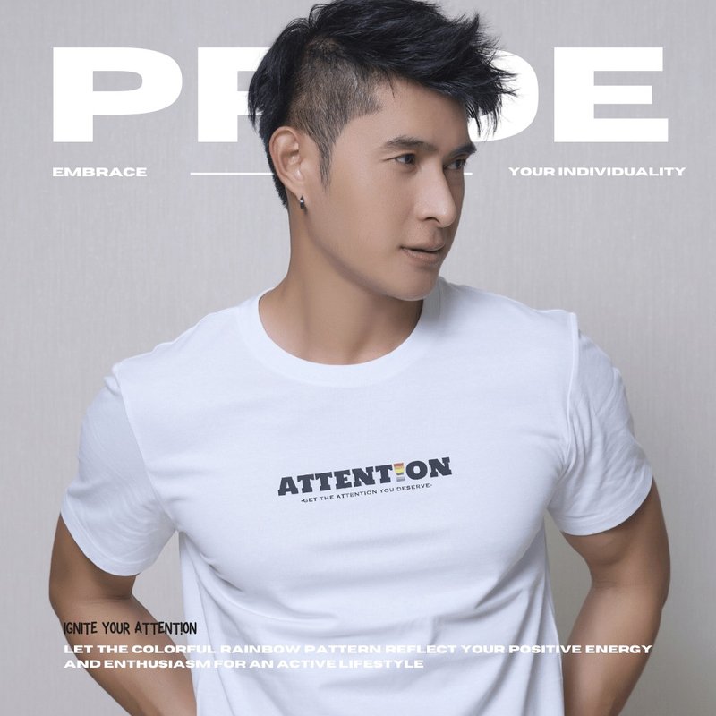 AttentionWear精梳棉重磅T-shirt 彩虹限定款【白色】│ATTENTION AttentionWear｜男 T 恤人氣榜 - Pinkoi