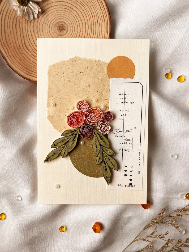 Handmade Roll Paper Cards - Rose Roll Paper Universal Card - Shop Zhi ...