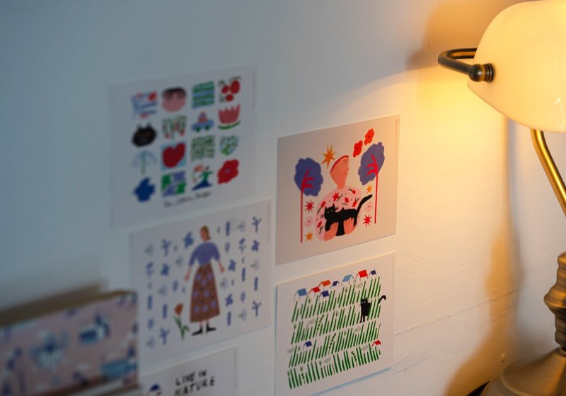 彩色粉筆插圖明信片套裝(4張1套) JOOJOO STUDIO｜卡片/明信片人氣榜 - Pinkoi