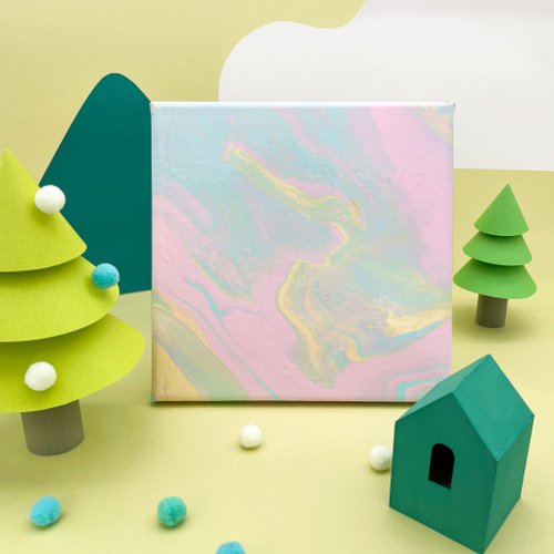 【DIY套組】流體畫手作體驗材料包 | 15花漾甜心的春天盛裝 - 設計館 杉店｜有溫度的手作禮物 插畫/繪畫/寫字 - Pinkoi