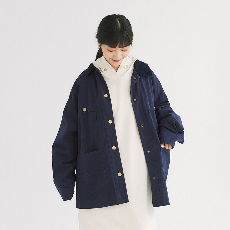 【Simply Yours】燈芯絨拼接外套 藍F Simply Yours｜女大衣/外套人氣榜 - Pinkoi