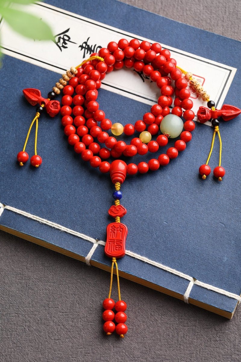 天然原礦硃砂精品紅砂108顆佛珠手鏈項鏈兩用款硃砂含量高達95% 水墨｜手鍊/手環人氣榜 - Pinkoi