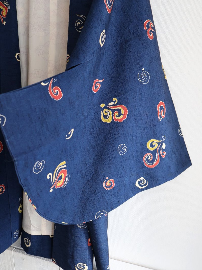 早秋日本製和風印花深藍色古著羽織和服外套 REreburn｜女大衣/外套人氣榜 - Pinkoi