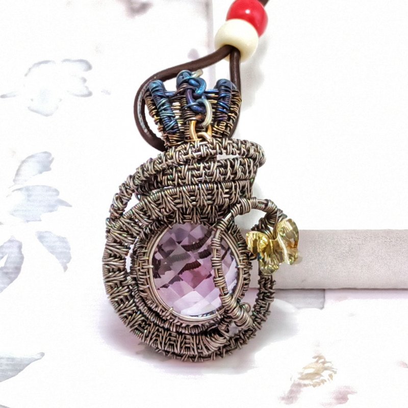 紫水晶項鏈 鈦絲包裹 金屬過敏原兼容 b000 wirejamgroup - Pinkoi 限時優惠活動