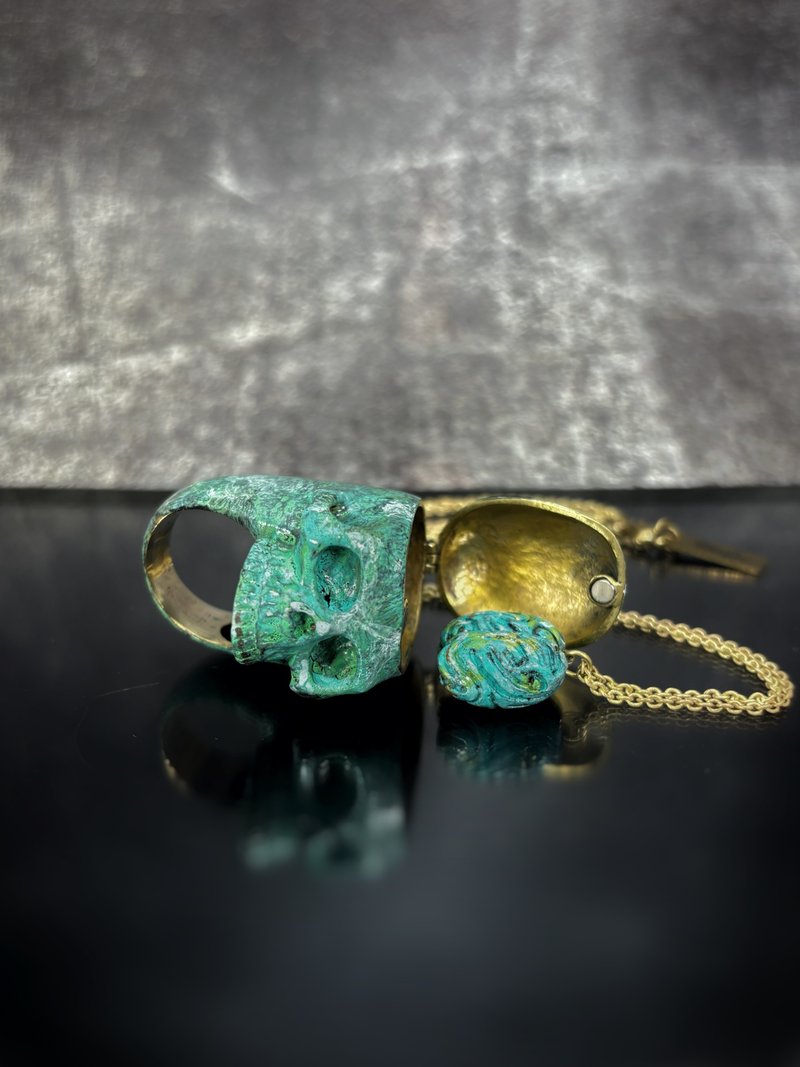 Patina Skull Ring and Patina Brain Pendant Necklace. Available in 4 ...