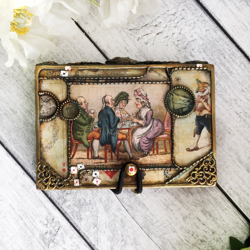 Vintage Tarot box,Solitaire box, Dark box,Tarot card box, Playing Cards ...