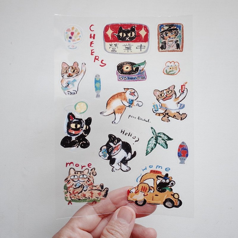 【Sticker Control】\ Night Cat is open/Mini illustrated stickers - Shop ...