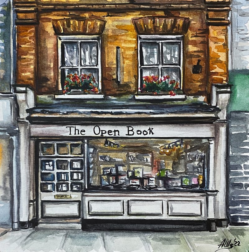 Bookshop painting Original watercolor painting City street painting ...