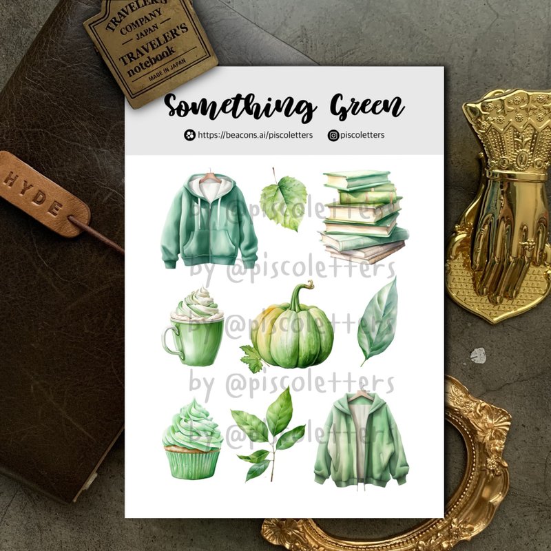 Something Green Sticker Sheet Piscoletters｜貼紙人氣榜 - Pinkoi