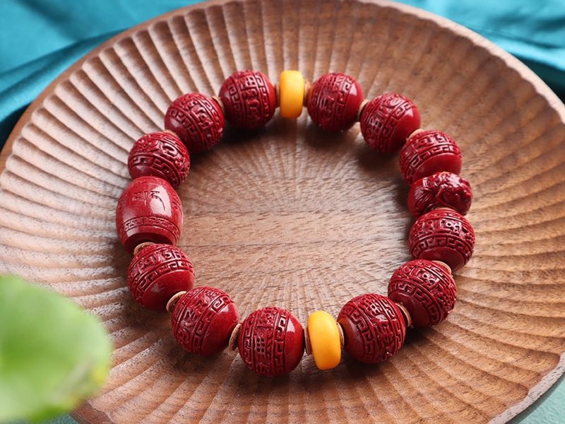 天然原礦硃砂紫金砂南無阿彌陀佛手鏈精品 硃砂含量高達95%以上 - 設計館 水墨 手鍊/手環 - Pinkoi