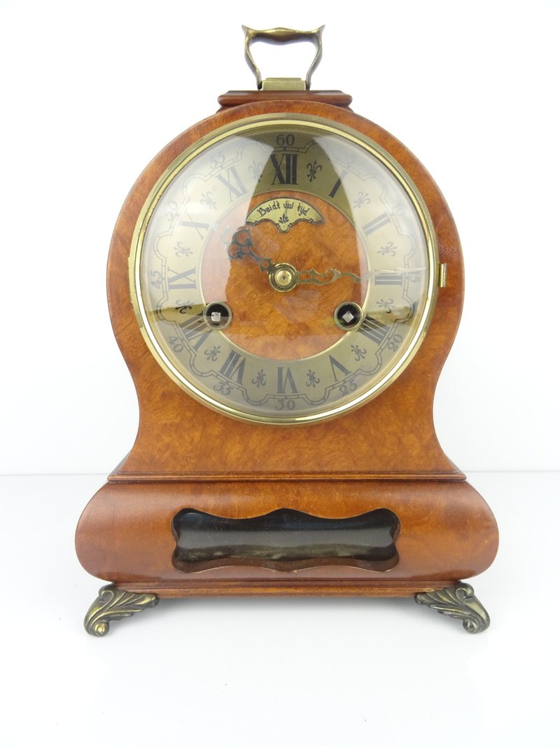 Antique Vintage Dutch Mantel Clock Warmink Wuba Shelf Bracket Moon ...