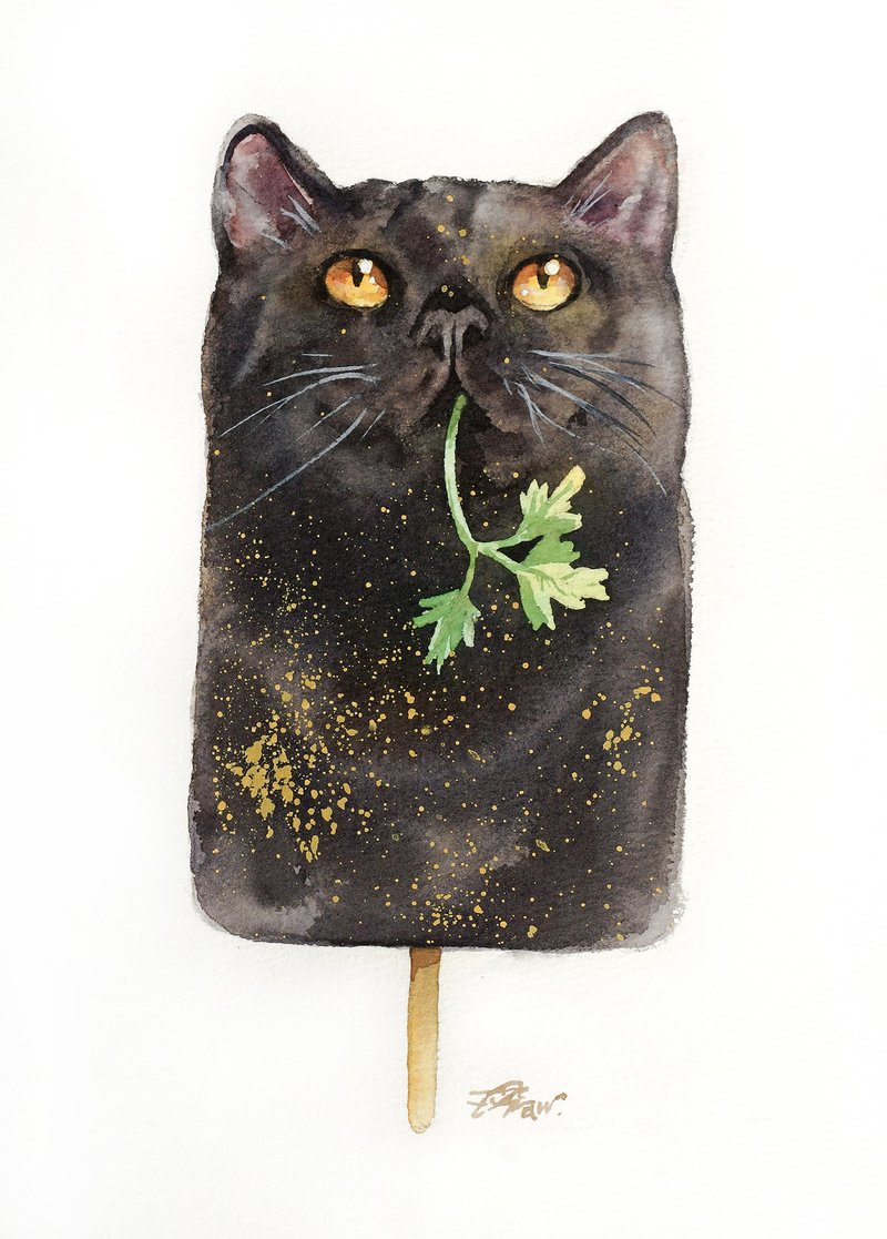 水彩原畫【貓造型豬血糕】 詞不DA藝｜海報/掛畫/掛布人氣榜 - Pinkoi