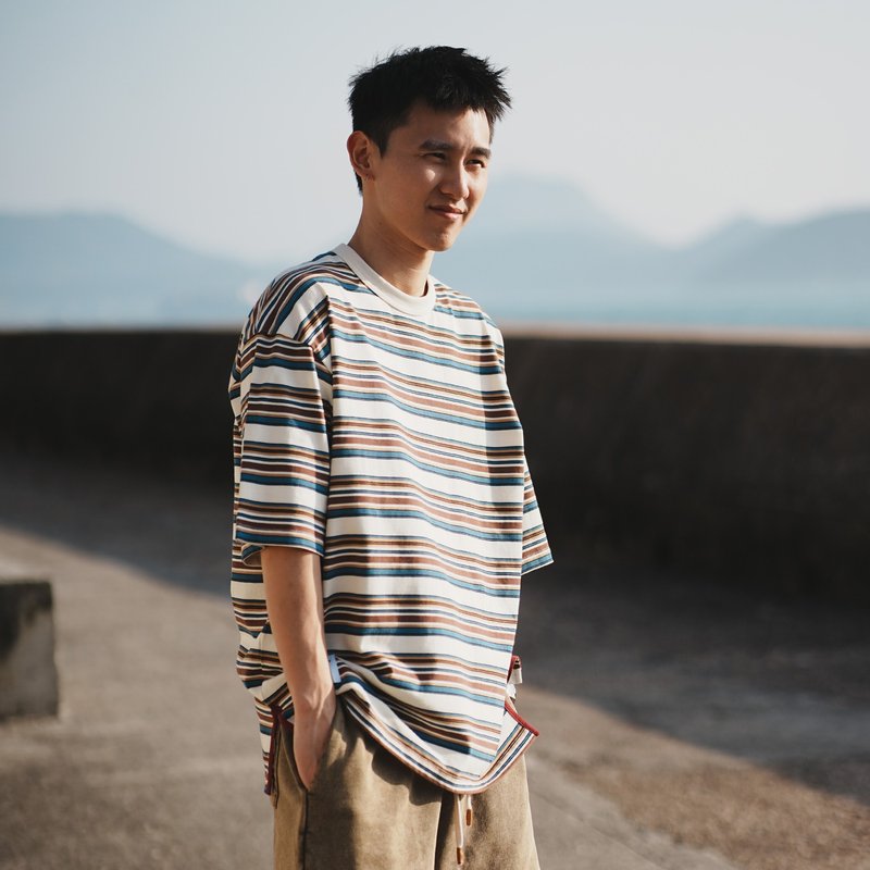 【ad-lib】橫間Tee - 米白色//灰色 (TP1576) ad-lib｜男 T 恤人氣榜 - Pinkoi