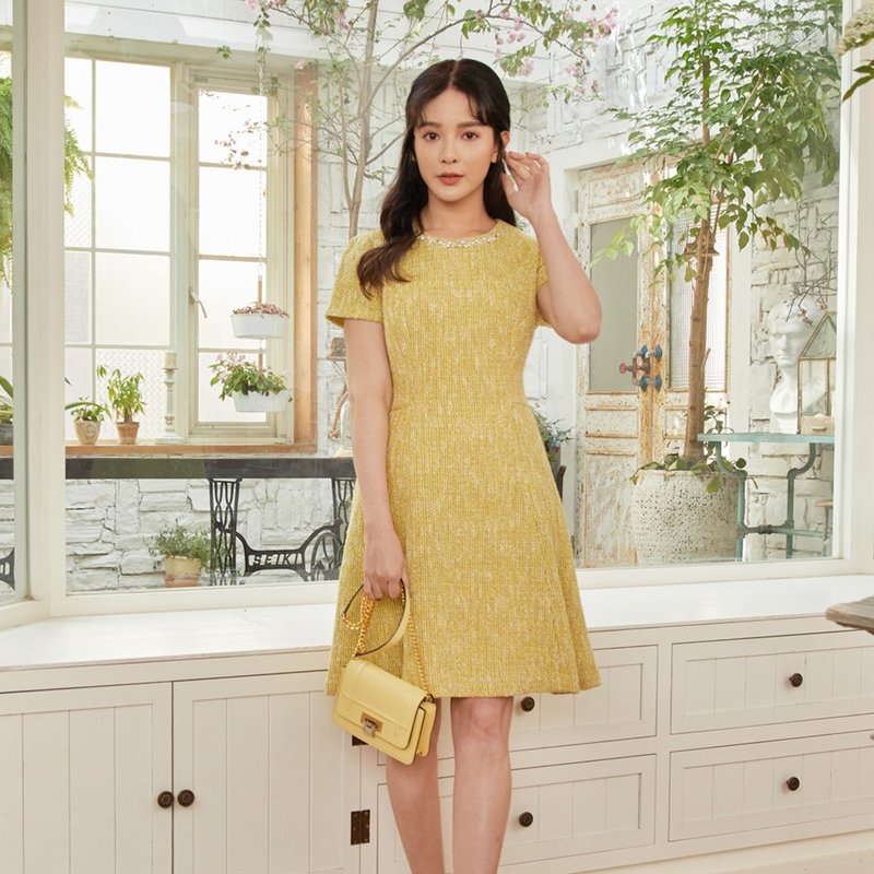 Iris Girls 璀璨領口花呢洋裝 12602 IRIS｜洋裝/連身裙人氣榜 - Pinkoi