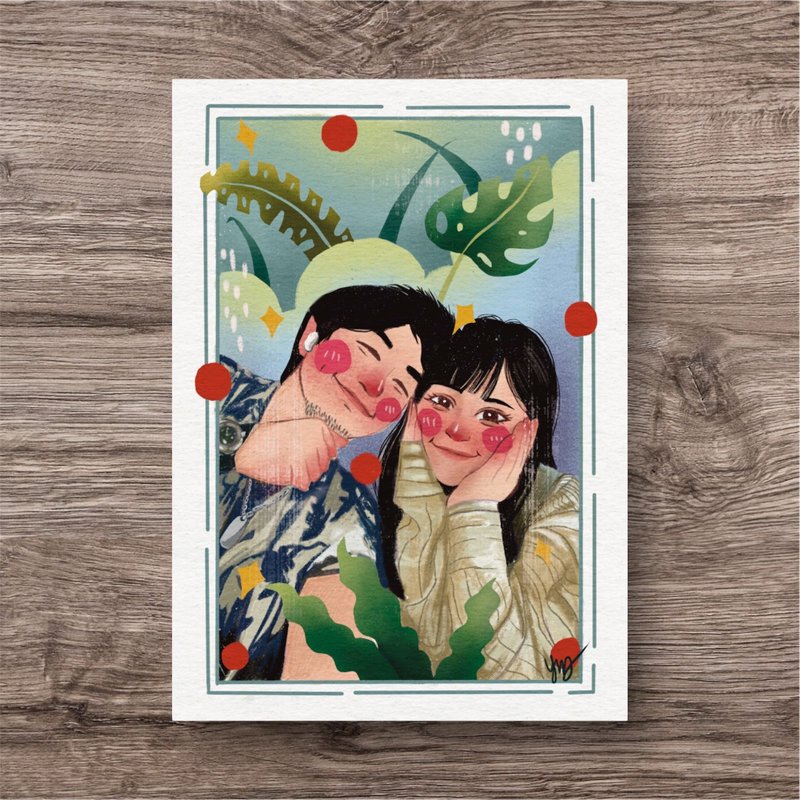 【情人節日禮物】似顏繪紀念禮物卡片-插畫風格卡片/A4卡片+情人 山居原創｜似顏繪/客製畫人氣榜 - Pinkoi