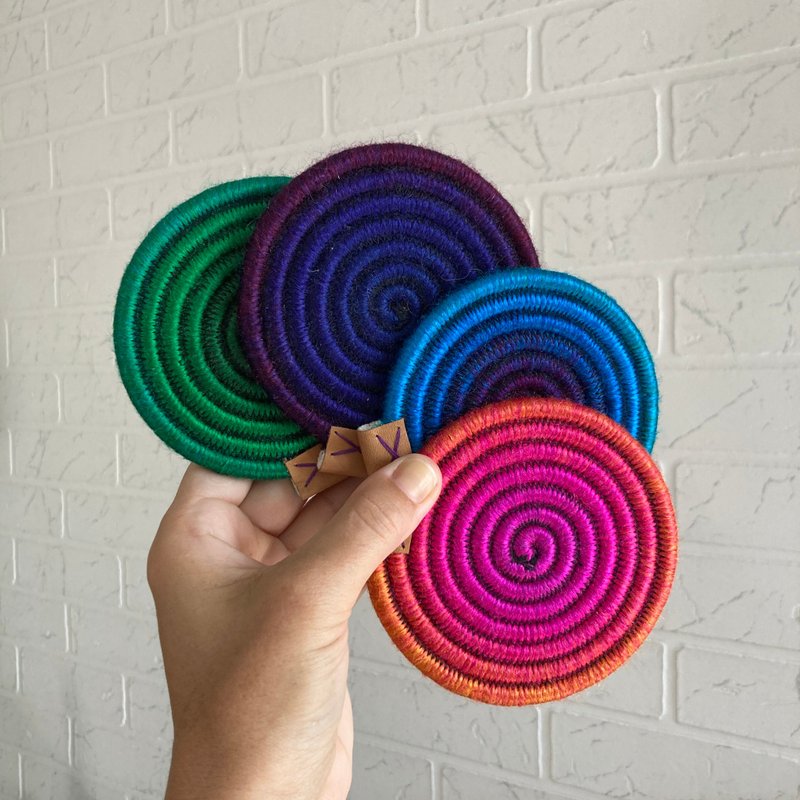 Wool coasters Rainbow coaster set 4 Rope coaster set of 4 - 設計館 KOTTOSH ...