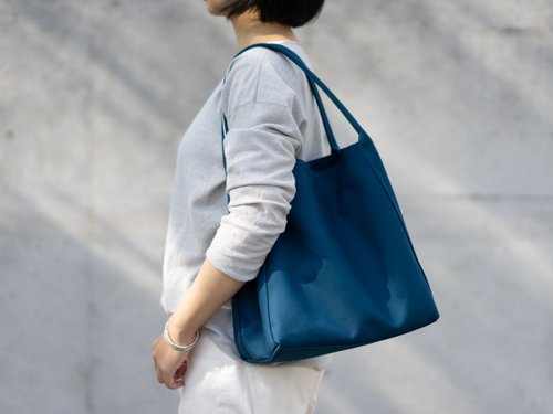 Shiribari tote L blue - 設計館 fuku-l 手提包/手提袋/托特包 - Pinkoi