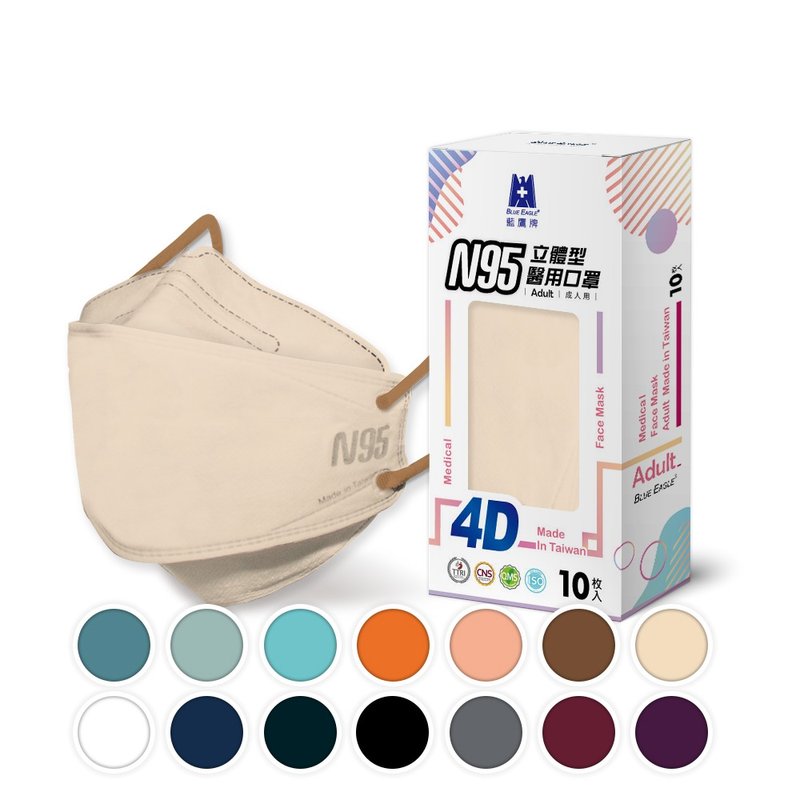 藍鷹牌 N95 4D立體型醫療成人口罩 10片x1盒 醫碩科技｜口罩/口罩收納套人氣榜 - Pinkoi