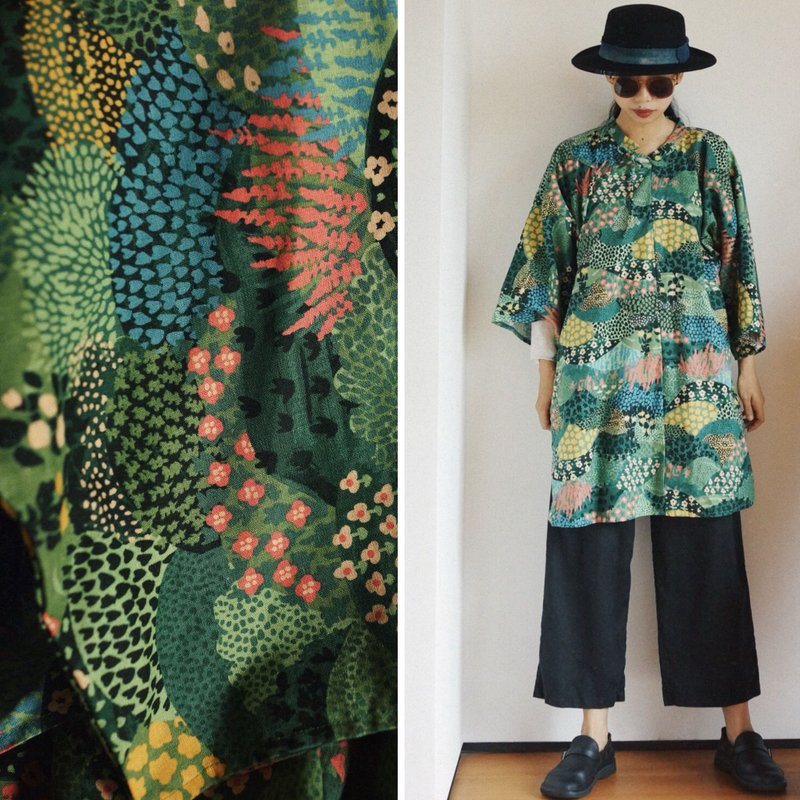 綠色 秋季復古上衣開衫 五彩植物進口亞麻 經典繫繩新中式 時舟 Indigo｜女上衣/長袖上衣人氣榜 - Pinkoi