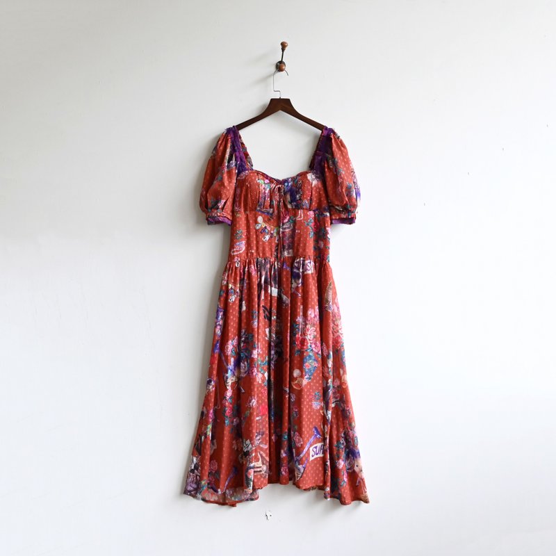 【蛋植物古著】洋紅物語印花短袖古著洋裝 蛋植物古著Eggplant Vintage - Pinkoi 限時優惠活動