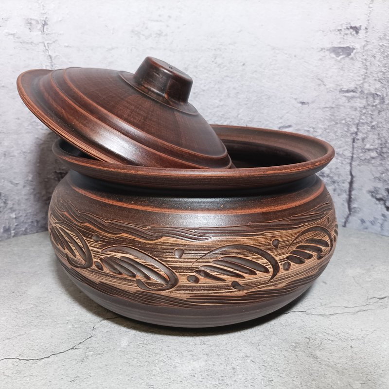 Pottery large casserole 5500 ml Handmade red clay Cooking Pot - Shop ...