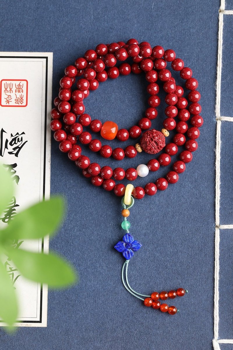 天然原礦硃砂精品紫金砂108顆佛珠手鏈、項鏈硃砂含量高達95% 水墨｜手鍊/手環人氣榜 - Pinkoi