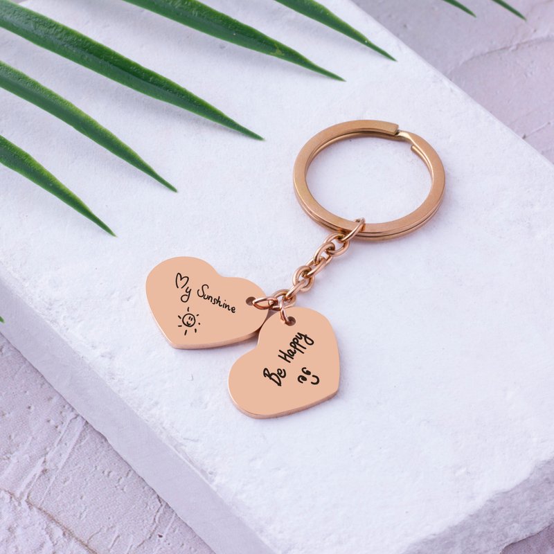 Custom Heart Keychain Hand Writing Key Ring Gift from Parent ...