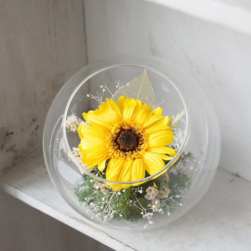 【DIY材料包】一朵永生向日葵玻璃座 / 附簡易說明書電子檔 SUN 風格花物｜花藝/盆栽/植栽人氣榜 - Pinkoi