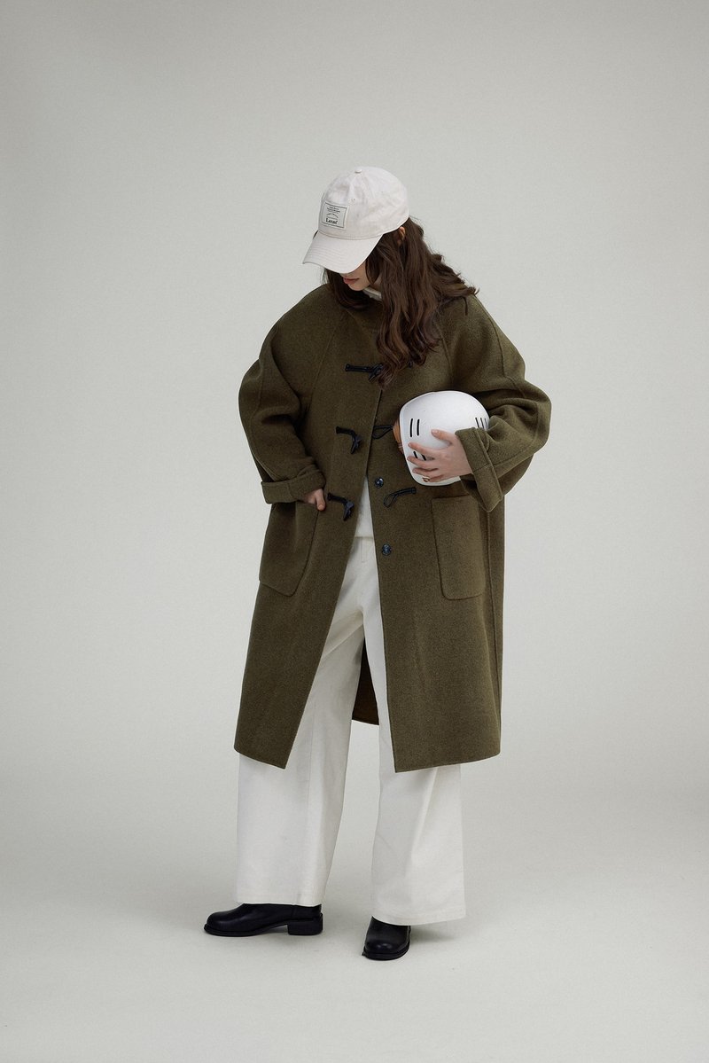 抹茶曲奇 防風牛角扣連帽大衣外套 Letm｜女西裝外套人氣榜 - Pinkoi