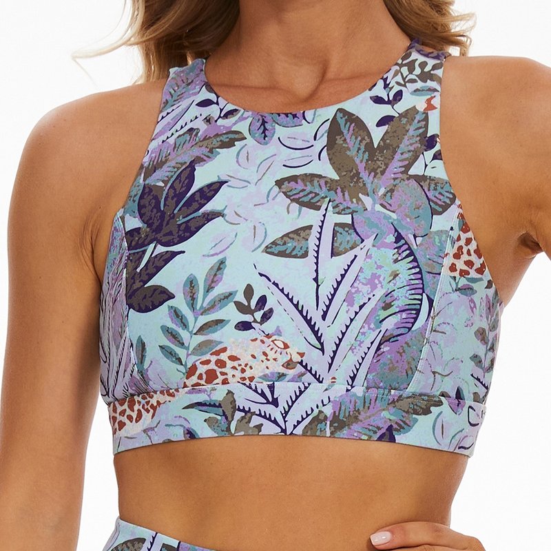 SILVERWIND熱帶雨林印花健身上衣女運動跑步透氣綁帶露背瑜伽美背 SILVERWIND｜運動內衣人氣榜 - Pinkoi