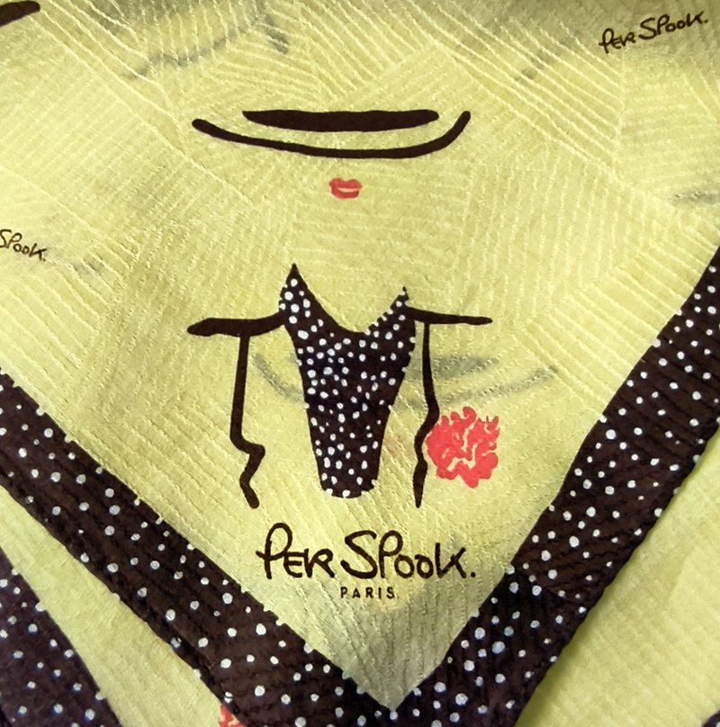 Per Spook Paris Vintage Handkerchief Beautiful Sketch Design 20 x 19 ...