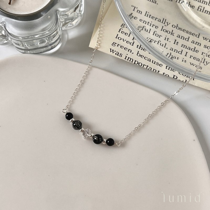 925純銀 閃靈鑽 黑髮晶 黑曜石 / 天然石項鍊 手作項鍊 長度可調 盧糸 LUMID｜項鍊人氣榜 - Pinkoi