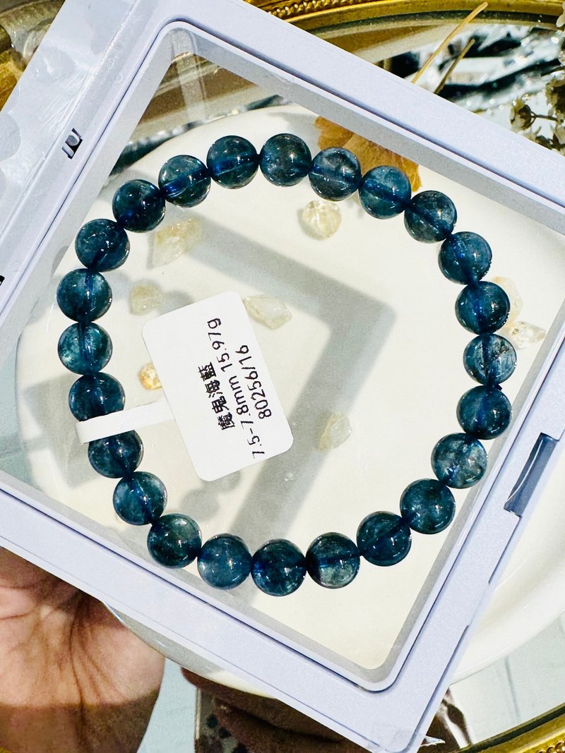 天然魔鬼海藍寶7.5-7.8mm金屬光澤冥想水晶首選釋放壓力店主自用 - 設計館 晶玉良言閣 手鍊/手環 - Pinkoi