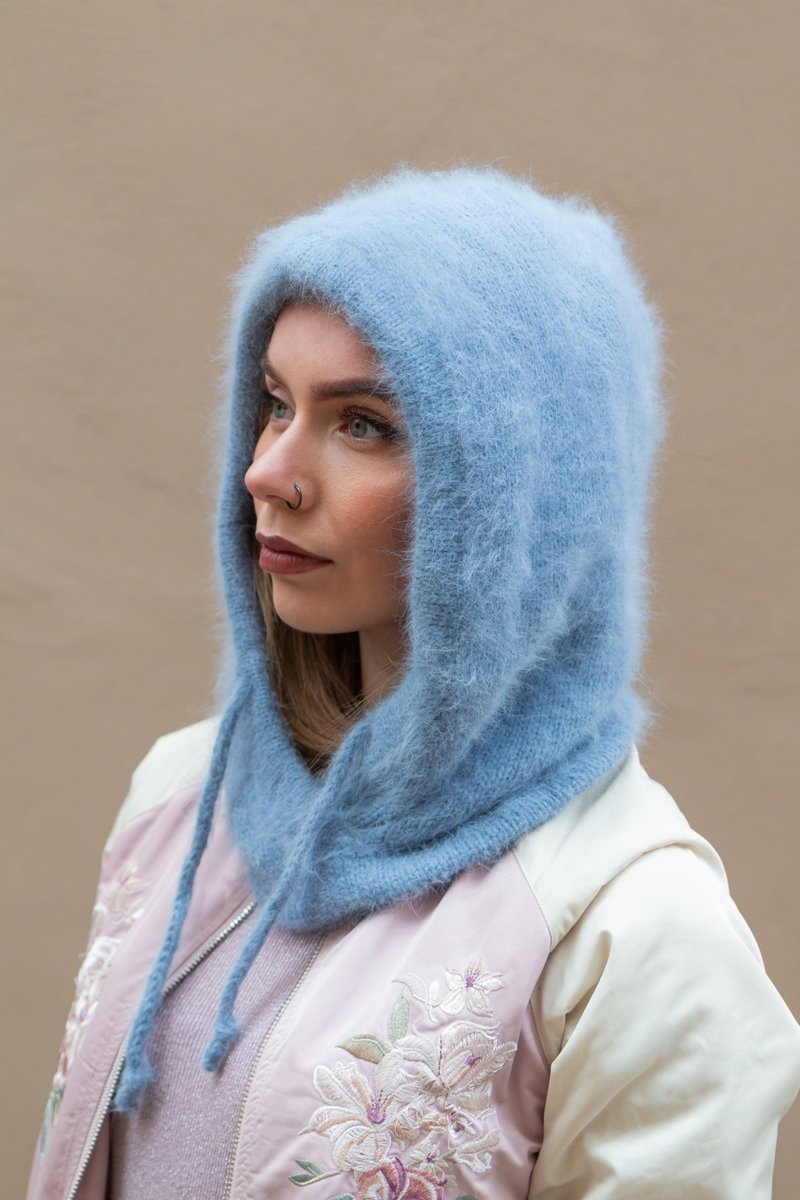 Angora Knitted Hood Fluffy Wool Balaclava 設計館 Gemknitdesign 帽子 Pinkoi