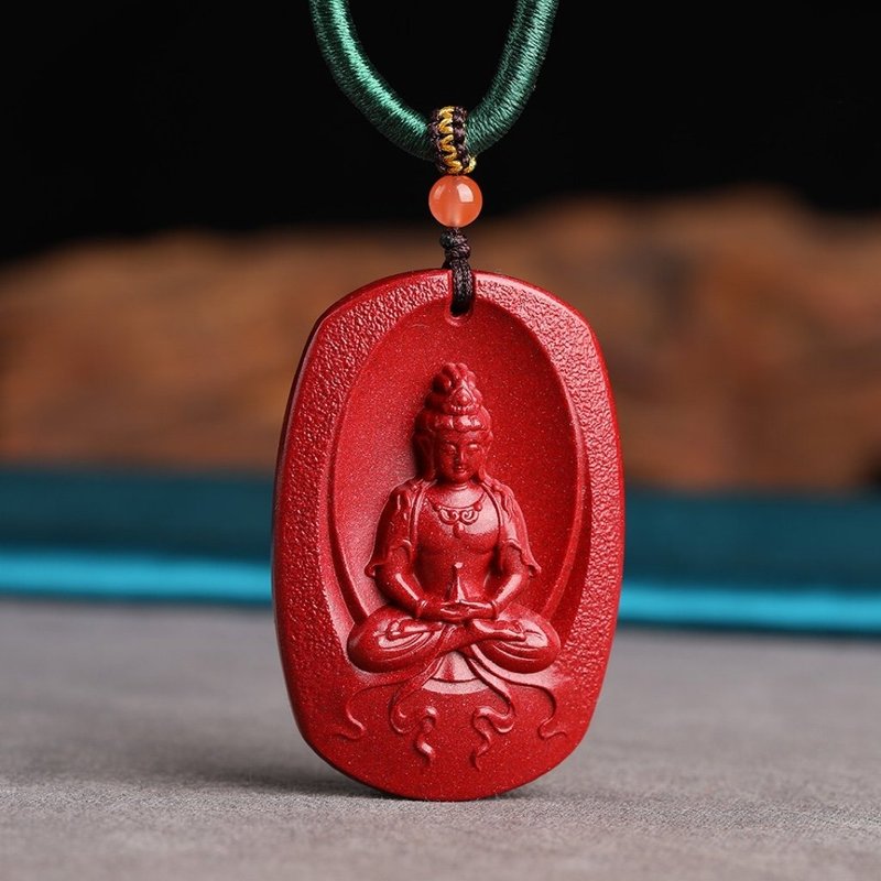 天然原礦硃砂精品紫金砂觀音吊墜 精工精品 硃砂含量95%以上 水墨｜項鍊人氣榜 - Pinkoi