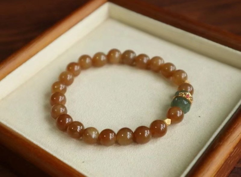 8mm天然和田玉/和闐玉-新疆糖玉 和田玉並蒂蓮設計單圈手串m Angel's tears 天使之淚 Jewelry Design｜手鍊/手環人氣榜 - Pinkoi