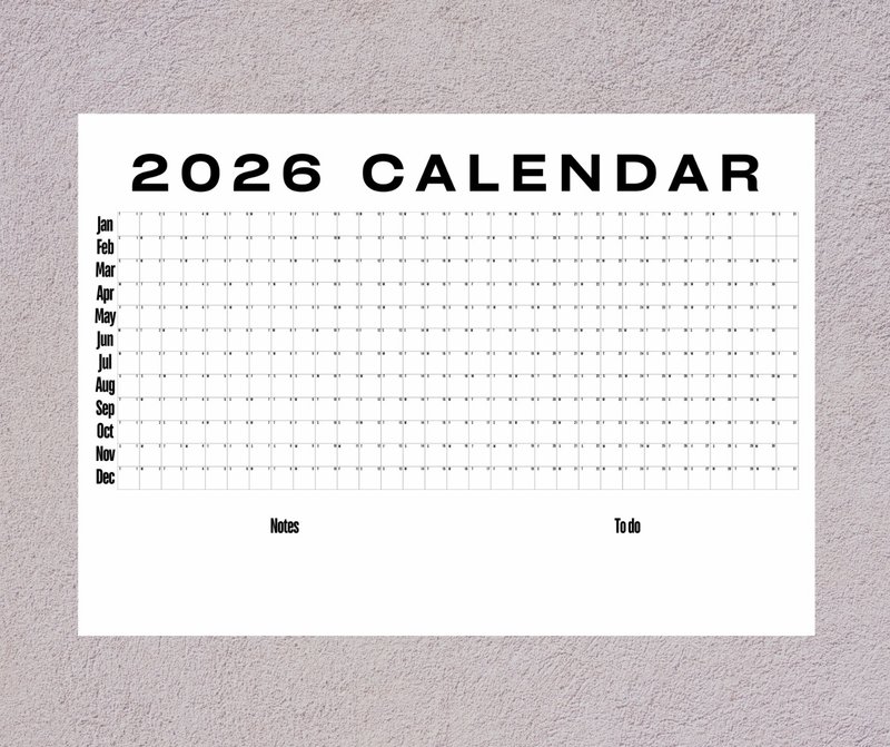 【デジタル】Timeless V.3 印刷可能壁掛けカレンダー 2026年 - ショップ thegoodvibes デジタルプランナー - Pinkoi