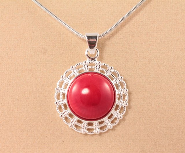 Red coral stone locket store