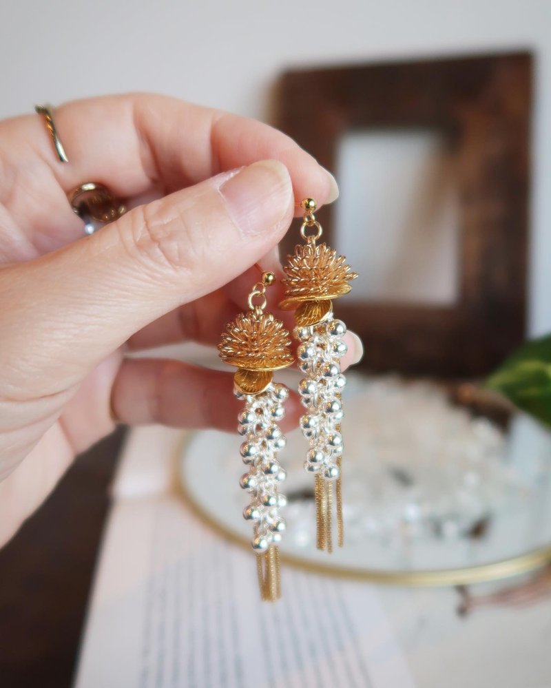 バイカラー メタルフラワー Hachi｜耳環/耳夾/耳骨夾人氣榜 - Pinkoi