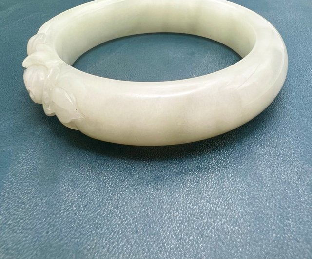 White Magnolia Xinjiang Hotan Jade Mutton Fat White Jade Bangle Bracelet Suitable for 52 53 54 circle mouth Collection Gift Shop Treasure Jade Bracelets Pinkoi