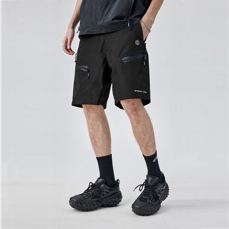 機能風黑色工裝短褲男夏網布內裏戶外五分褲子 MUYU｜男短褲/工作短褲人氣榜 - Pinkoi