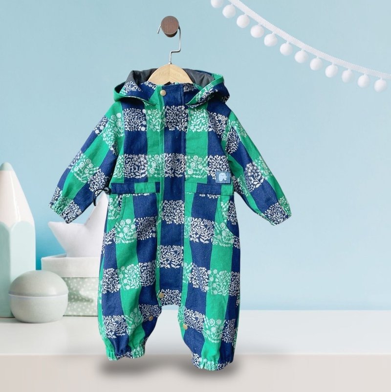 古家 蒙布朗燙銀格紋 - 輕量連帽太空服 波卡先生 Mr.poca｜包屁衣/連身衣人氣榜 - Pinkoi