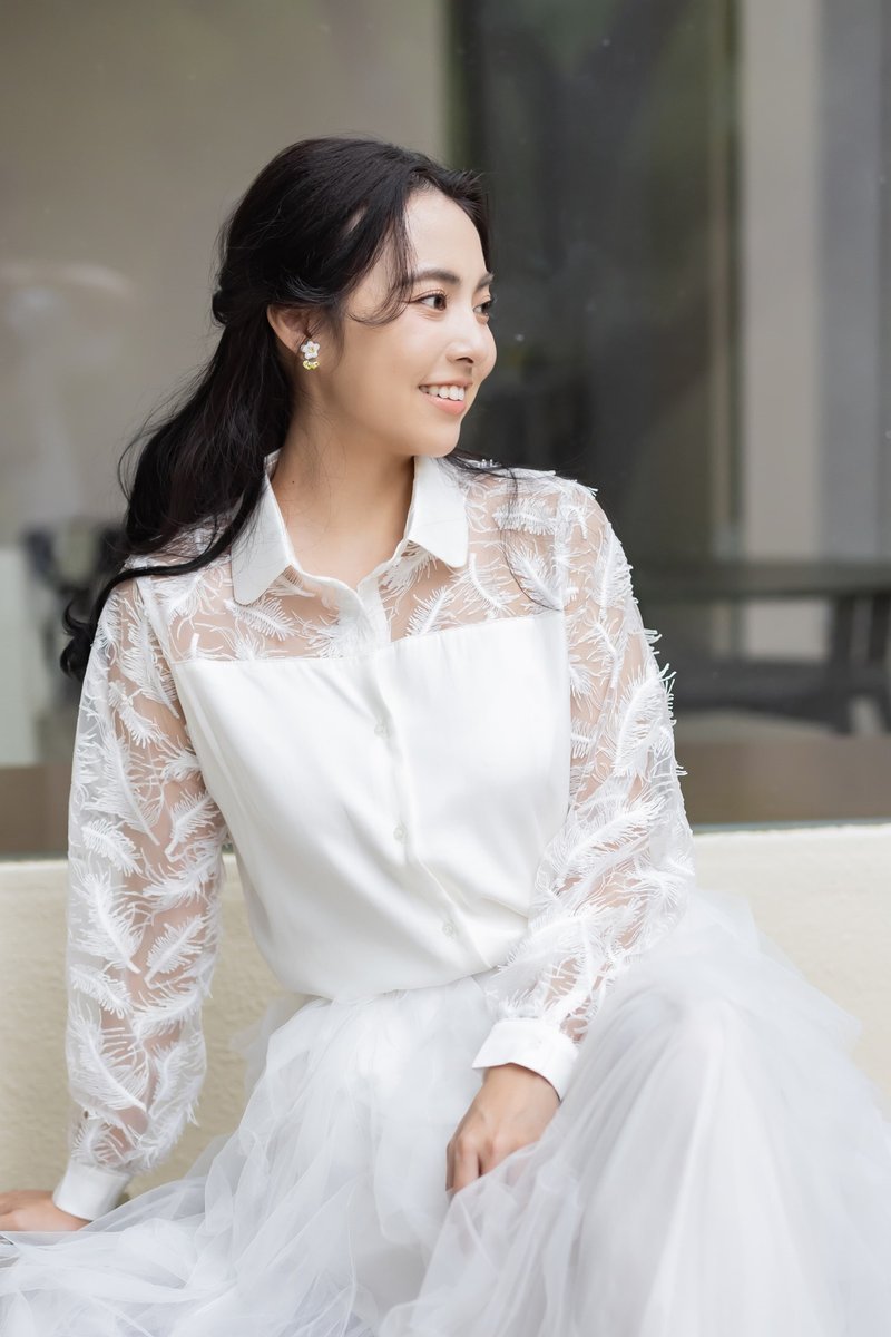 拼接羽毛襯衫 Brisa Bridal｜女襯衫人氣榜 - Pinkoi