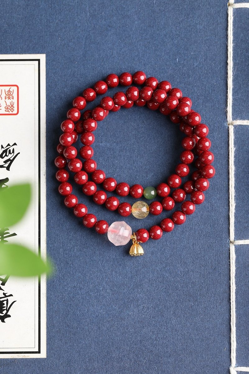 天然原礦硃砂精品紫金砂三圈手鏈含量95%以上6mm 水墨｜手鍊/手環人氣榜 - Pinkoi