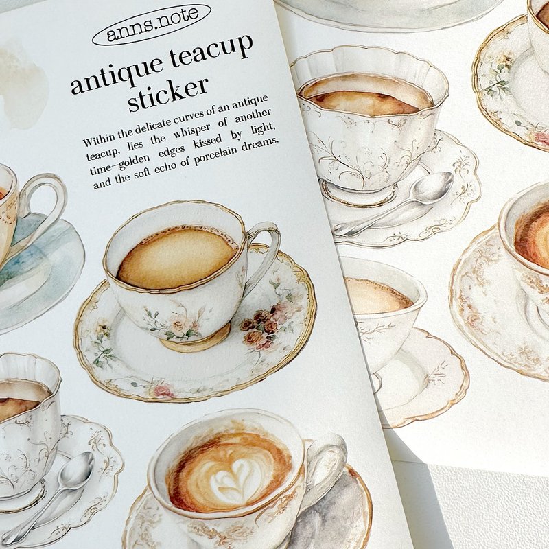 Antique teacup sticker (anns note) vintage collage - Shop honne market ...