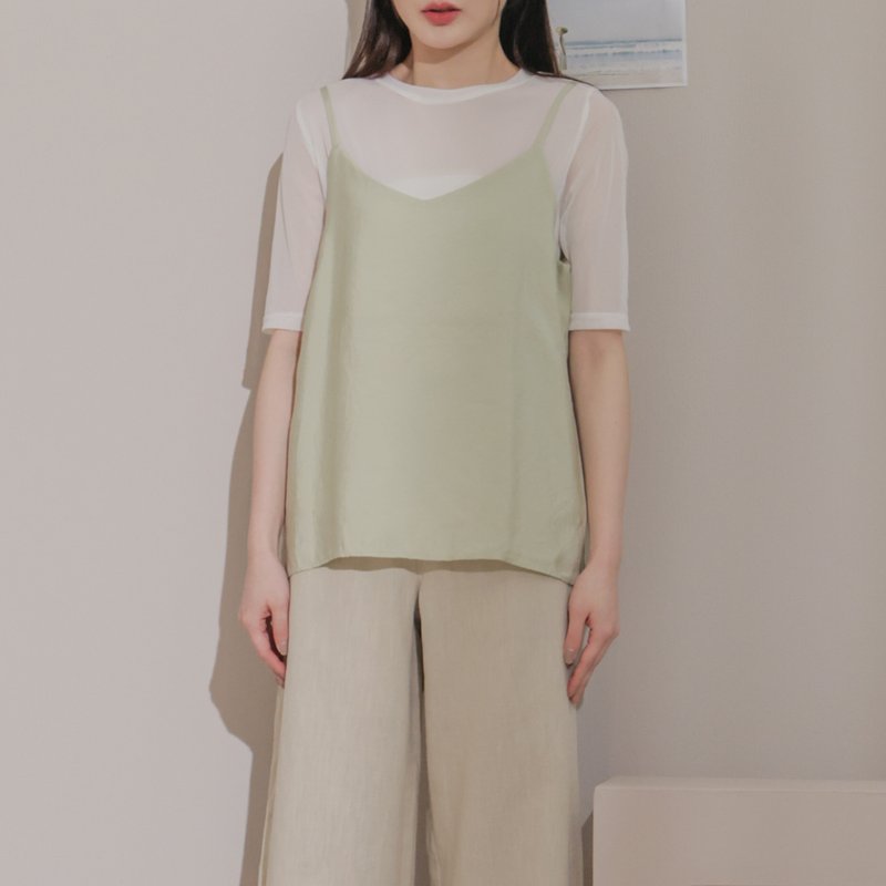 質感細帶上衣-淺綠色 NO216｜背心/無袖上衣人氣榜 - Pinkoi