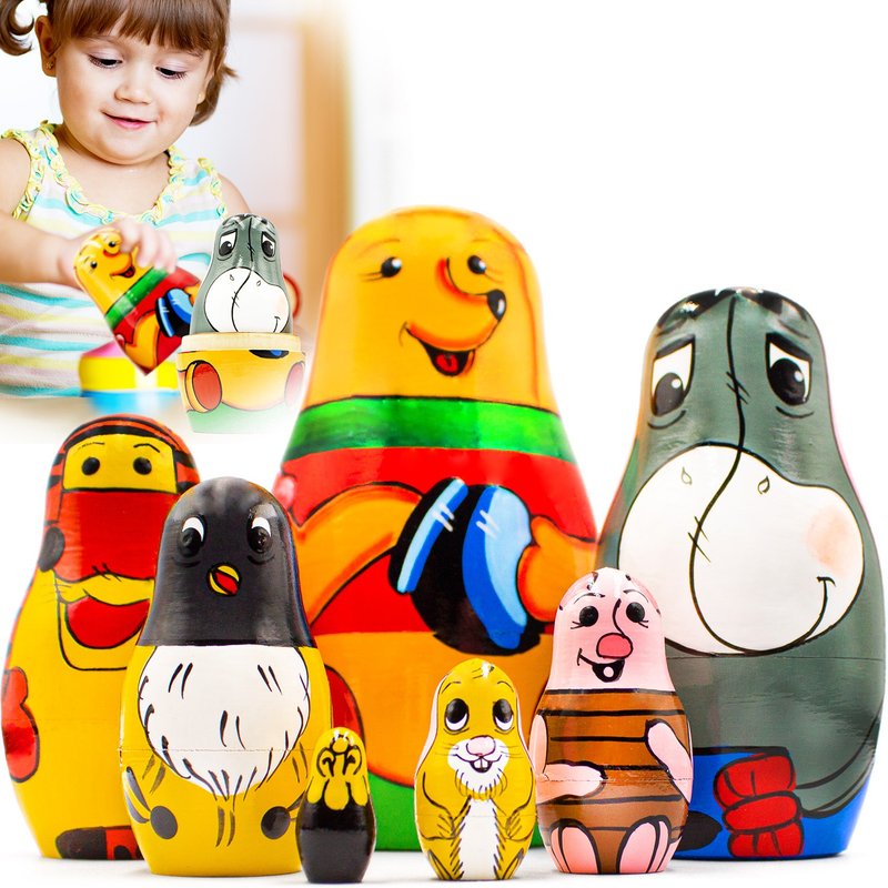Matryoshka Nesting Dolls with Characters from Animated Series Winnie ...