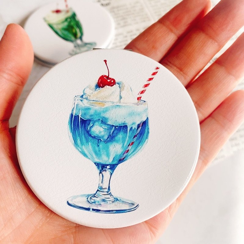 クリームソーダのコンパクト 鏡 ブルー Fake sweets momo｜其他人氣榜 - Pinkoi