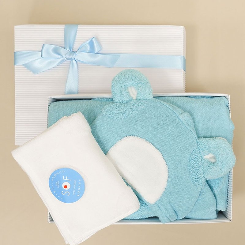 【kontex】日本今治SOF系列連帽浴巾/毛巾禮盒-小熊款 (附提袋) - 設計館 Ooyii吾憶 彌月禮盒 - Pinkoi