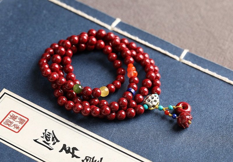 天然原礦硃砂精品紫金砂108顆佛珠 手鏈含量95%以上6mm 水墨｜手鍊/手環人氣榜 - Pinkoi